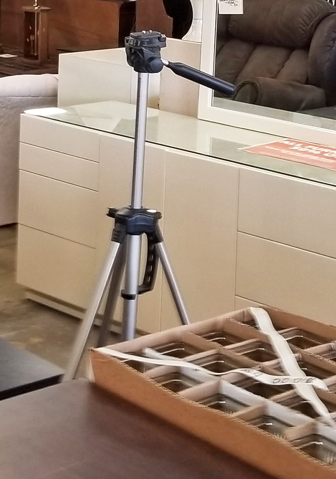 Even photography equipment finds new purpose here. That tripod might capture someone's next family portrait or budding YouTube career.