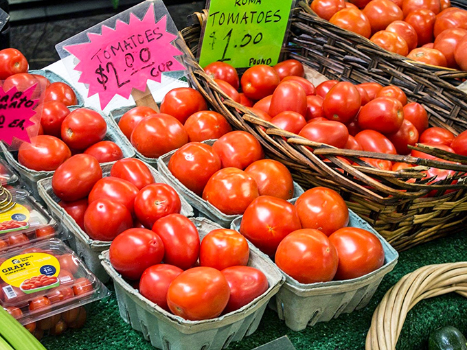 Tomato temptation at its finest! These ruby-red beauties bring farmers' market freshness to the flea market experience, proving that not all treasures are manufactured.