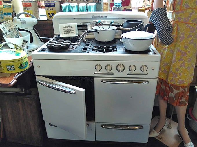 This gleaming white Caloric stove could tell stories of countless family dinners, holiday feasts, and the occasional burnt pot roast rescue mission.