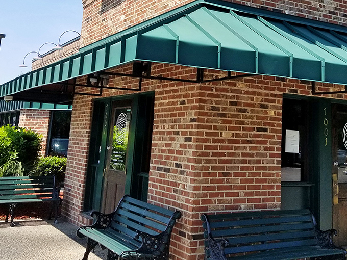 Green benches outside offer a moment to prepare yourself for the flavor journey ahead&mdash;or recover from the delicious damage you've just done.