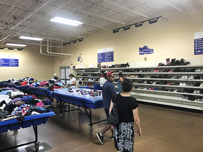 The shoe section stretches impressively along the wall, offering footwear fantasies from practical to positively outrageous.