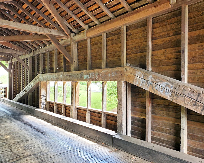 Windows to history line the interior walls. Each opening frames a different perspective of the surrounding landscape, like living paintings that change with the seasons. 