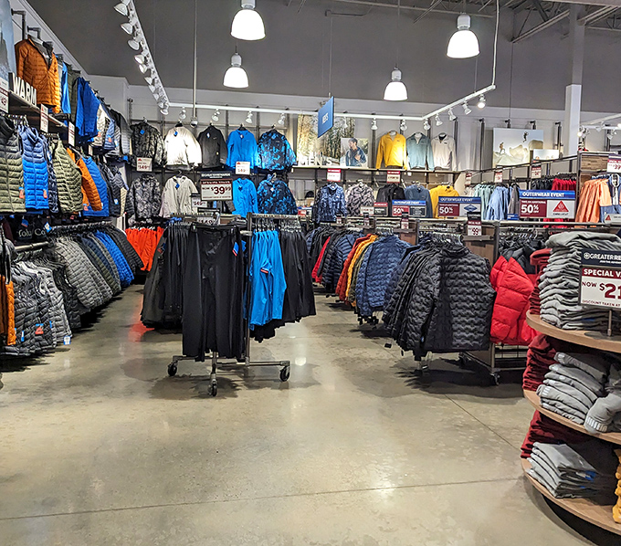 Winter coat nirvana, where "I need something practical" quickly becomes "I'll take the blue, red, and possibly orange."