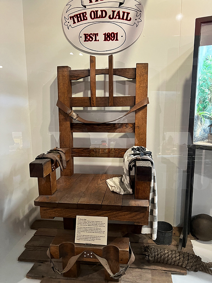 Not your average recliner—this wooden restraint chair was the original "time-out" with considerably more serious implications.