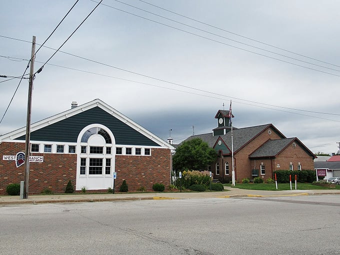 This community building anchors the town center, where neighbors gather to solve problems and share good news together.