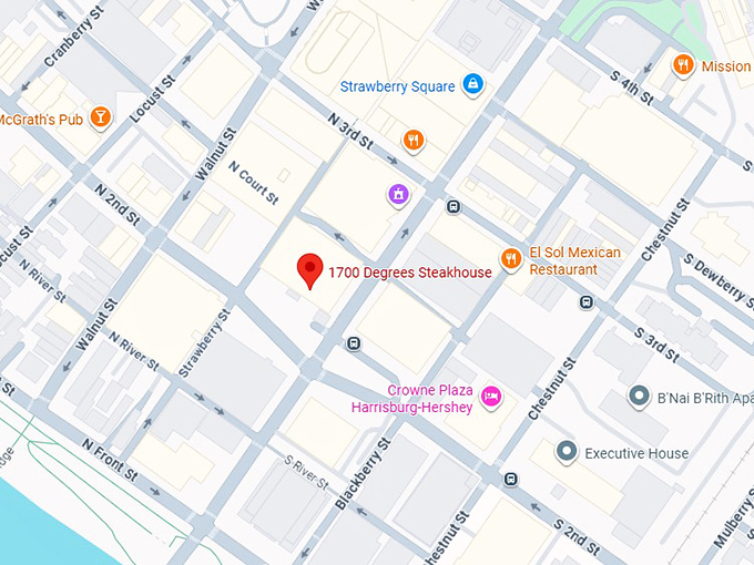 16. 1700 degrees steakhouse map