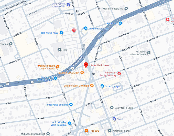 16. 4 paws thrift store map