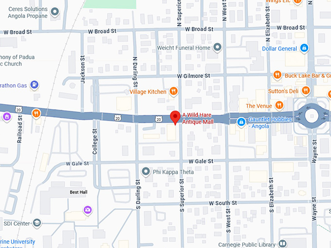 16. a wild hare antique mall map