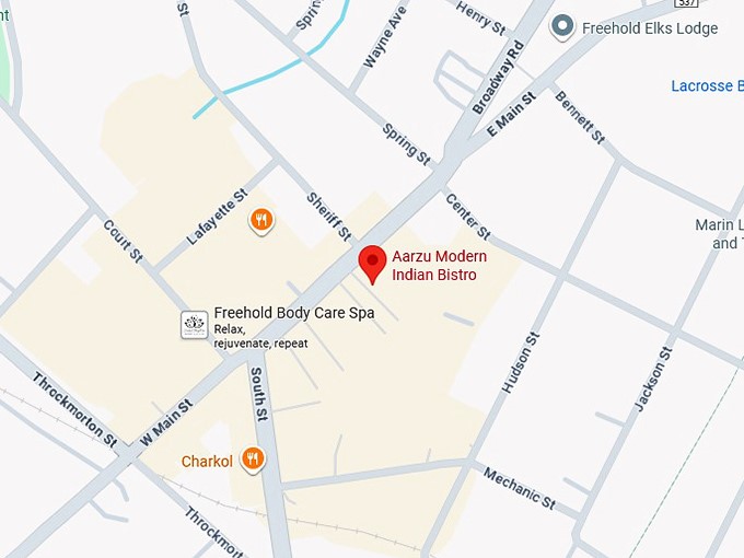 16. aarzu modern indian bistro map