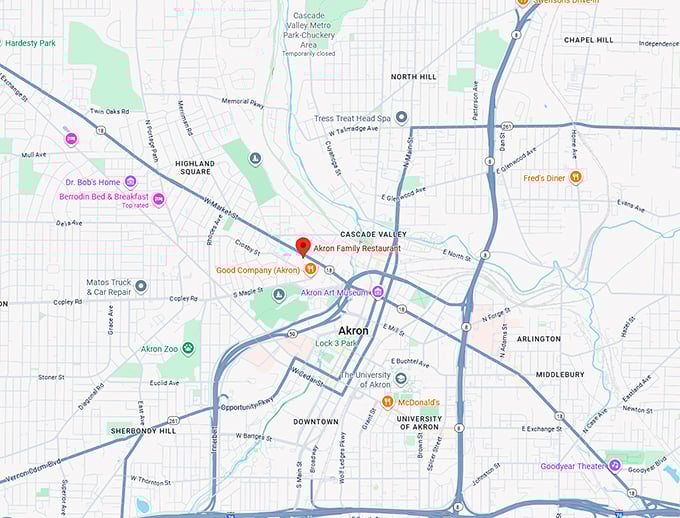 16. akron family restaurant map