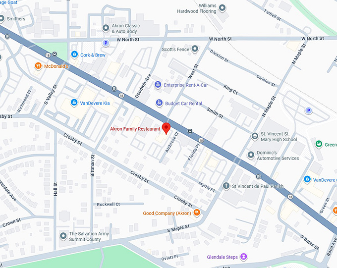 16. akron family restaurant map