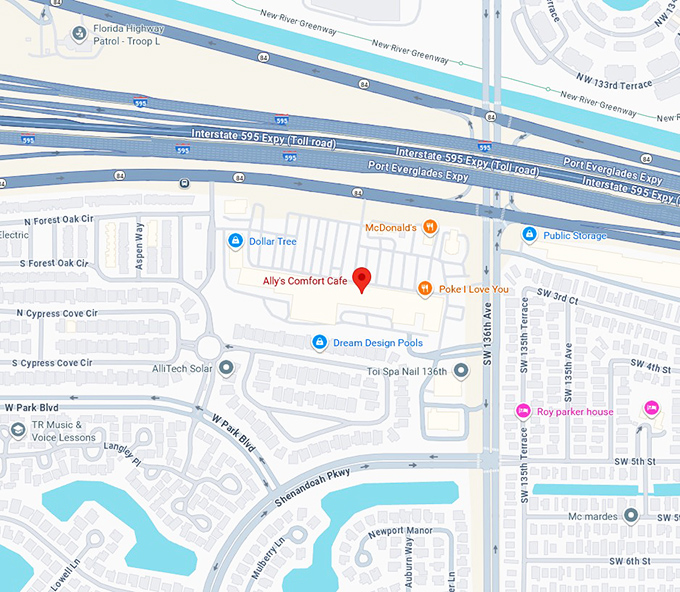 16. ally's comfort cafe map