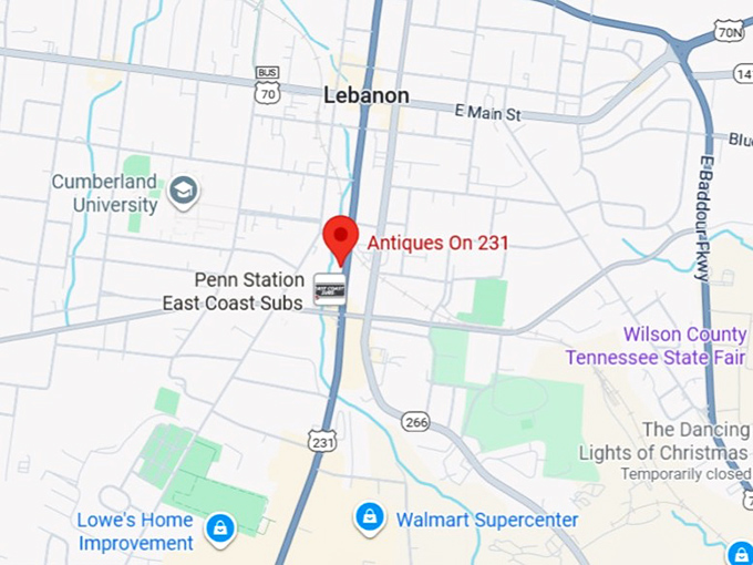 16. antiques on 231 map