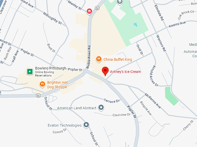 16. antney's ice cream map