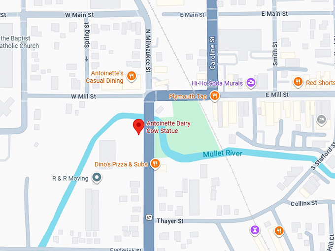 16. antoinette dairy cow statue map