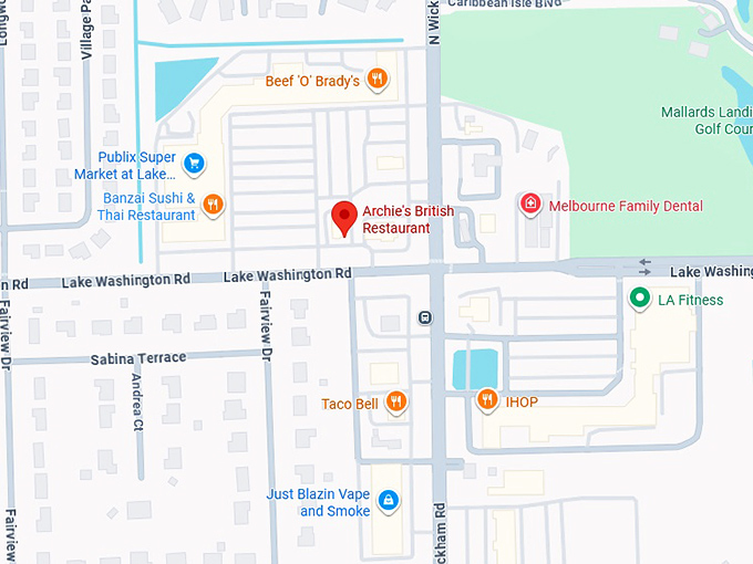 16. archie's british restaurant (2996 lake washington rd) map