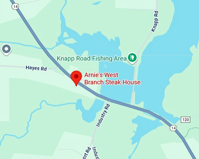 16. arnie's west branch steak house map