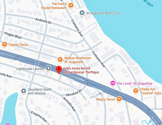 16. ayla's acres no kill animal rescue thriftique map