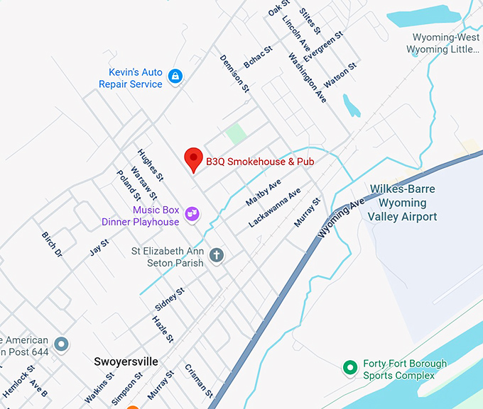 16. b3q smokehouse & pub map