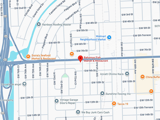 bahamas fish market & restaurant (7200 sw 8th st) map