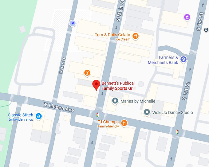 16. bennett's publical family sports grill map