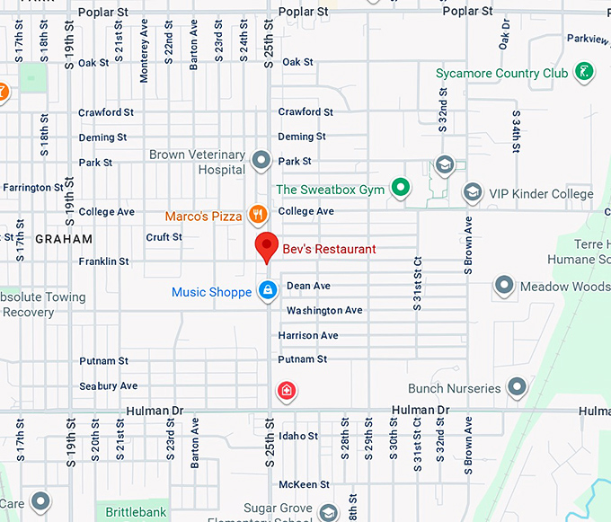 16. bev's restaurant map