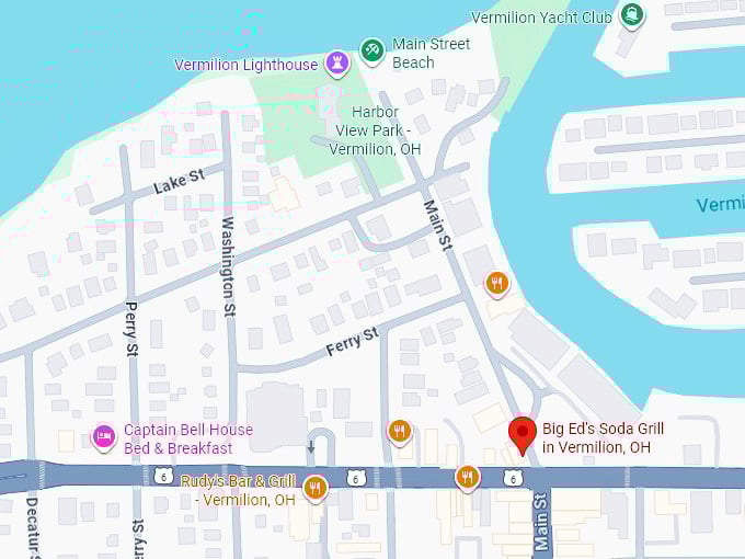 16. big ed's soda grill in vermilion, oh map