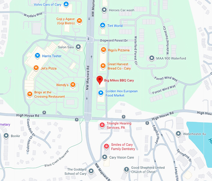 16. big mikes bbq cary map