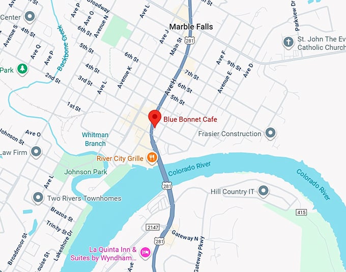 16. blue bonnet cafe map