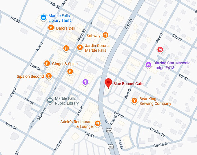 16. blue bonnet cafe map