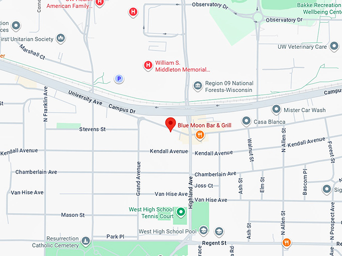16. blue moon bar & grill map