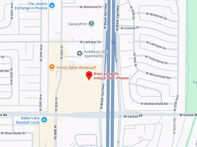16. brass armadillo antique mall phoenix map