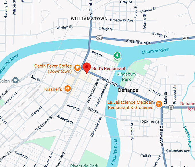 16. bud's restaurant map