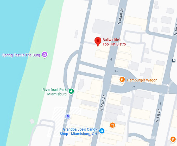 16. bullwinkle's top hat bistro map