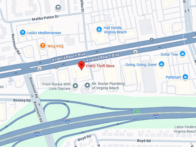 16. chkd thrift store (3605 virginia beach blvd) map