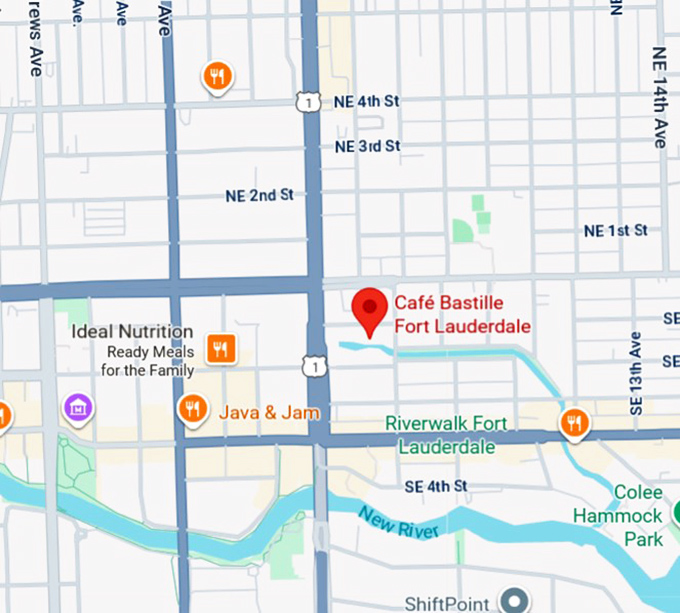16. cafe bastille fort lauderdale map