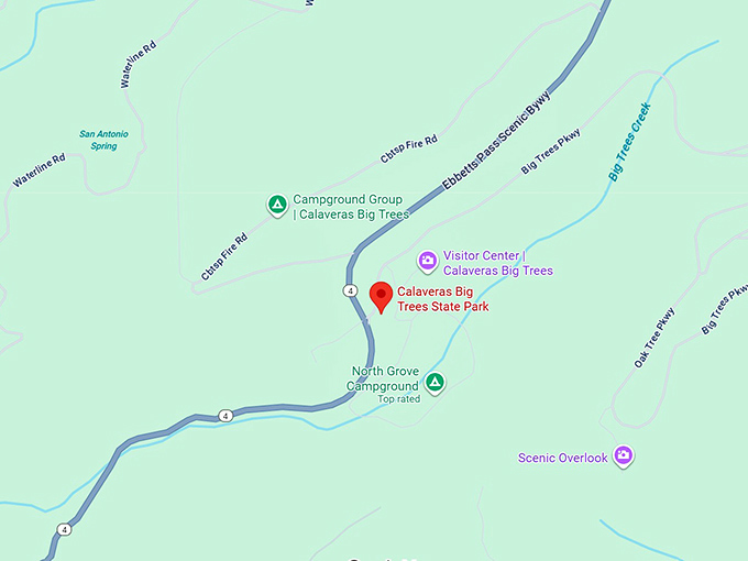 16. calaveras big trees state park map