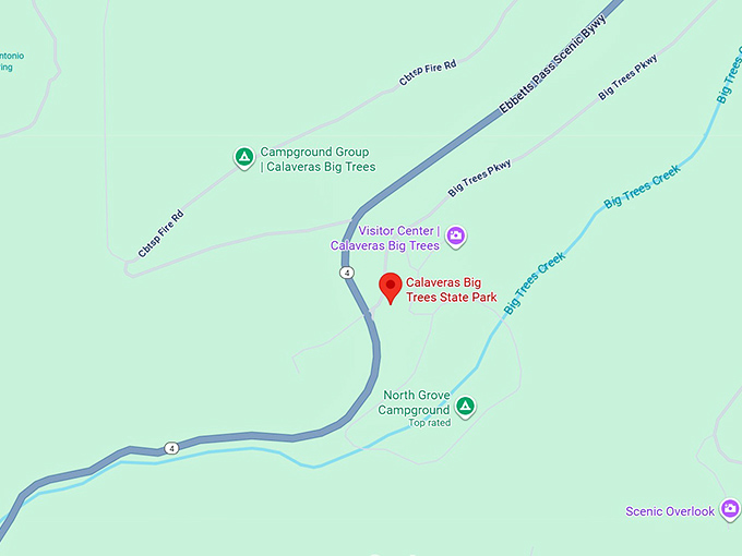 16. calaveras big trees state park map