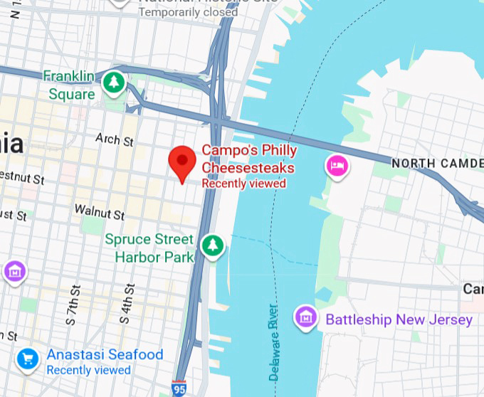 16. campo's philly cheesesteaks map