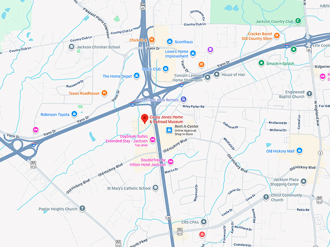 16. casey jones home & railroad museum map