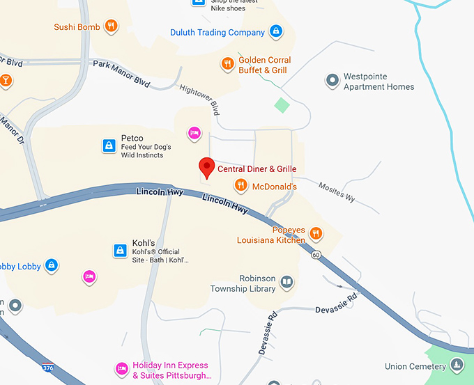 16. central diner & grille map