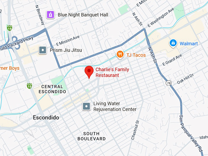 16. charlie's family restaurant map