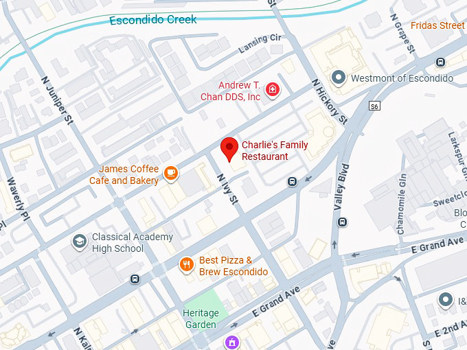 16. charlie's family restaurant map