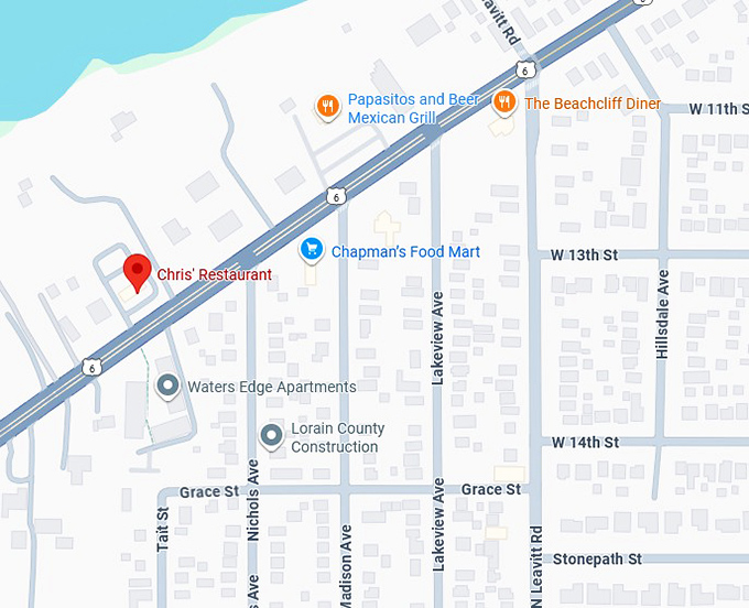 16. chris' restaurant map