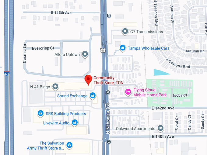 16. community thrift store, tpa map