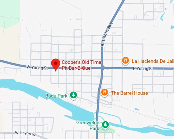 cooper's old time pit bar b que map