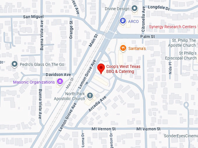 16. coop&rsquo;s west texas bbq & catering map