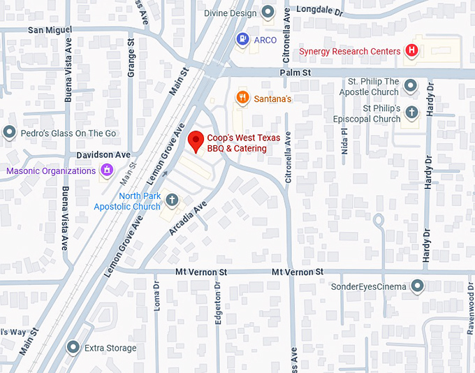 16. coop&rsquo;s west texas bbq & catering map