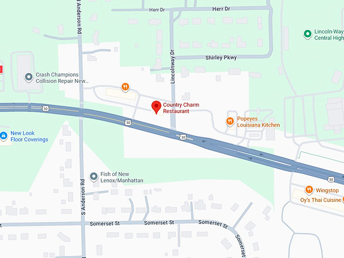 16. country charm restaurant map