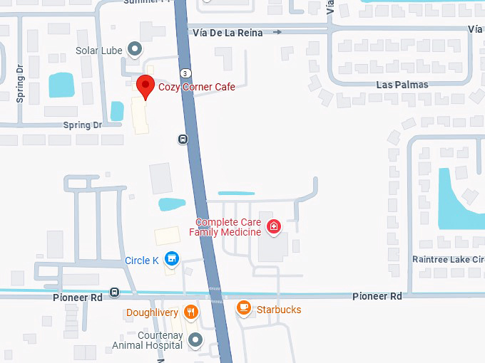 cozy corner cafe map